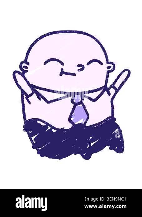 shivering motion animation of Bald Boss Chalk Drawing Stock Video ...