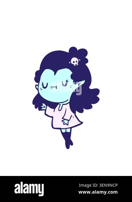 stretching up animation of a cute cartoon vampire girl Stock Video ...