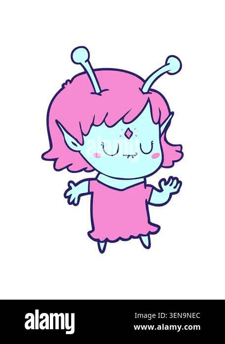 pixelize effect animation of a cartoon alien girl dancing Stock Video ...