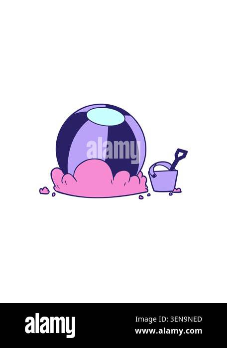 starburst effect animation of cartoon beach ball and bucket Stock Video ...