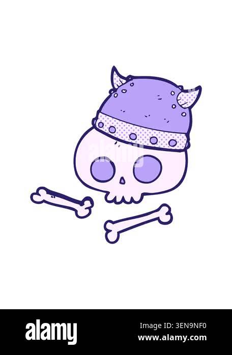 spinning motion animation of freehand drawn cartoon viking helmet on ...