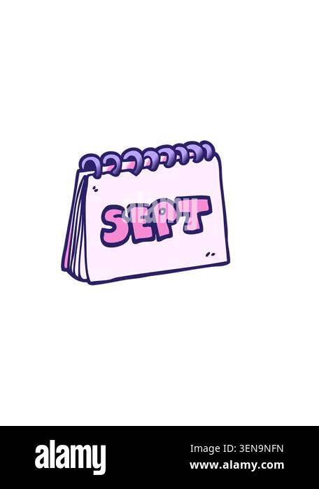 horizontally vibrating animation of cartoon calendar showing month of ...