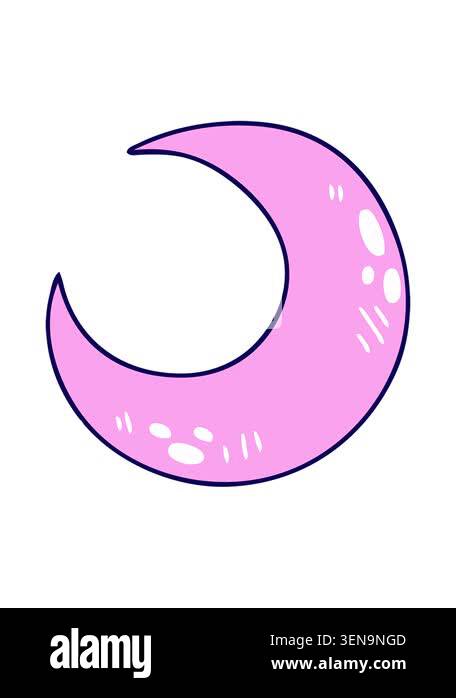 neon light effect animation of hand drawn quirky cartoon crescent moon ...