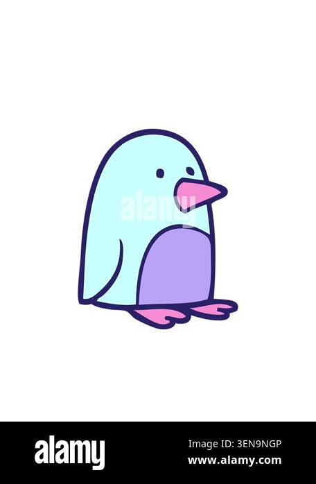 blinking radial lines animation of cartoon doodle small penguin Stock ...