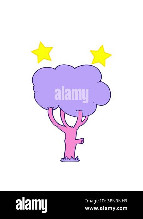spinning stars animation of quirky tree cartoon Stock Video Footage - Alamy
