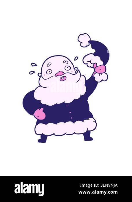 Vertical video showing animated cartoon of a sweating Santa Claus with ...