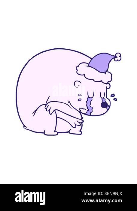 pixelize effect animation of crying hand drawn line drawing of a polar ...