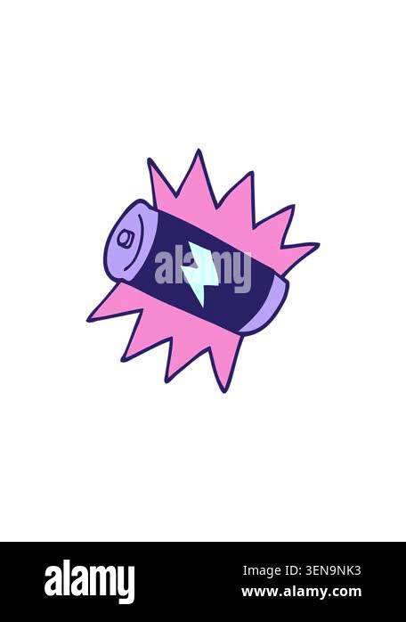 radioactive glowing animation of cartoon doodle battery Stock Video ...