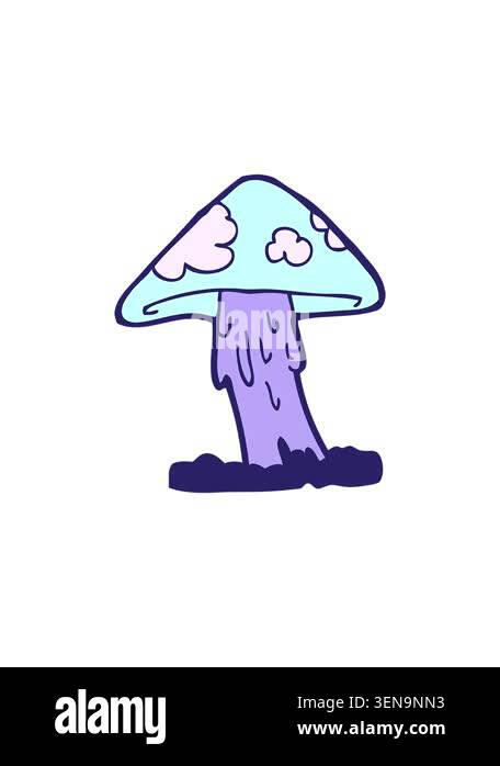 radioactive glowing animation of a cartoon drawing of a mushroom Stock ...
