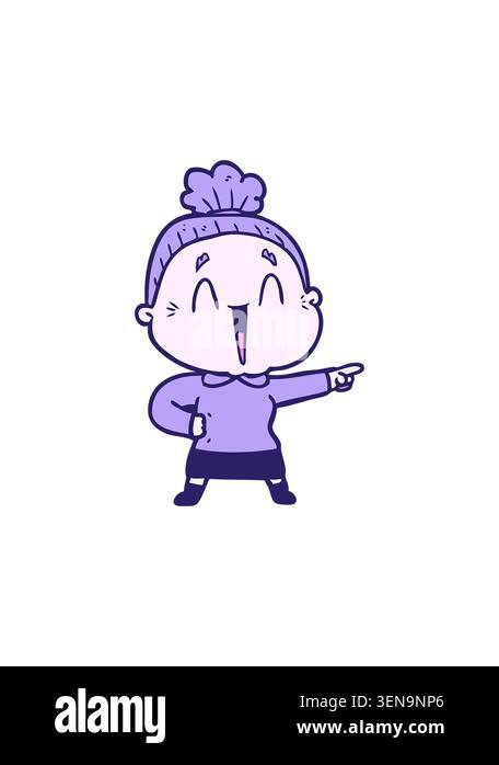 starburst effect animation of cartoon happy old lady Stock Video ...