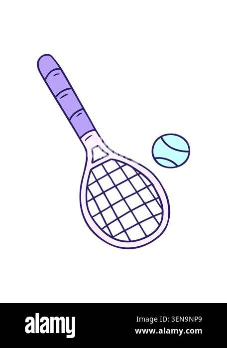 bobbing motion animation of hand drawn cartoon doodle tennis racket and ...