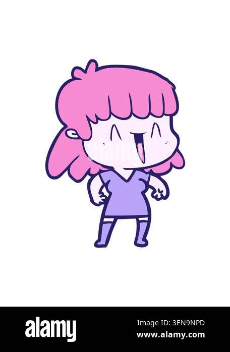 jiggle motion animation of neon color palette cartoon woman Stock Video ...