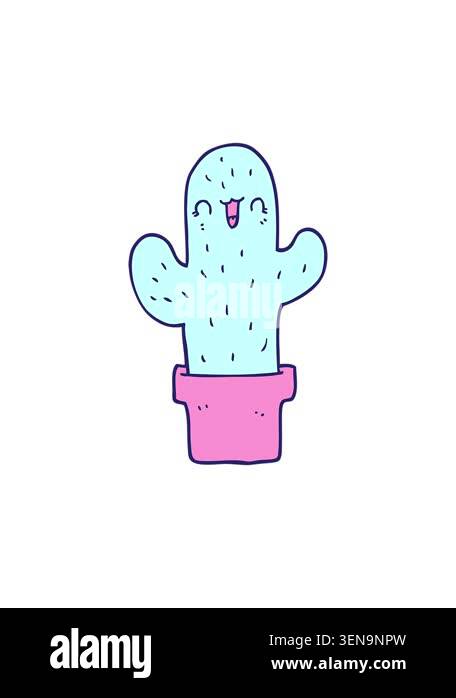 popping motion animation of drawing of a cactus Stock Video Footage - Alamy
