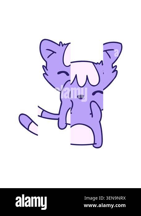 splitting motion animation of freehand drawing of cute kawaii cat Stock ...