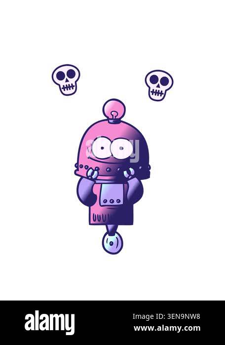 spinning skulls animation of robot with light bulb Stock Video Footage ...
