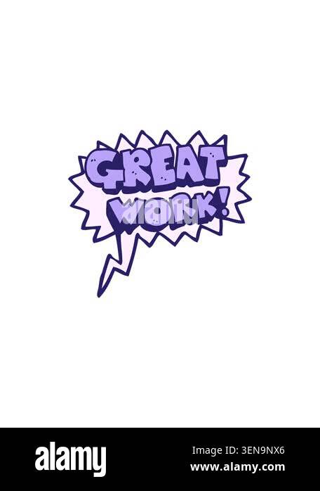 sales flash animation of great work freehand drawn speech bubble ...