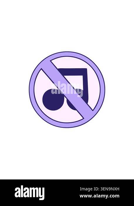 starburst effect animation of cute cartoon of a no music sign Stock ...