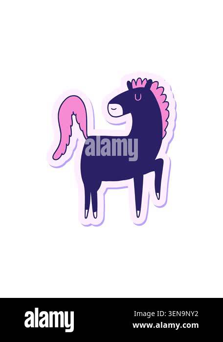 radioactive glowing animation of sticker of a happy cartoon horse Stock ...
