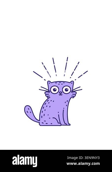 jumping motion animation of traditional tattoo style surprised cat ...