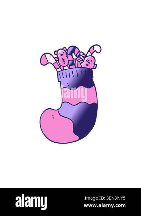 popping motion animation of christmas stocking cartoon doodle Stock ...