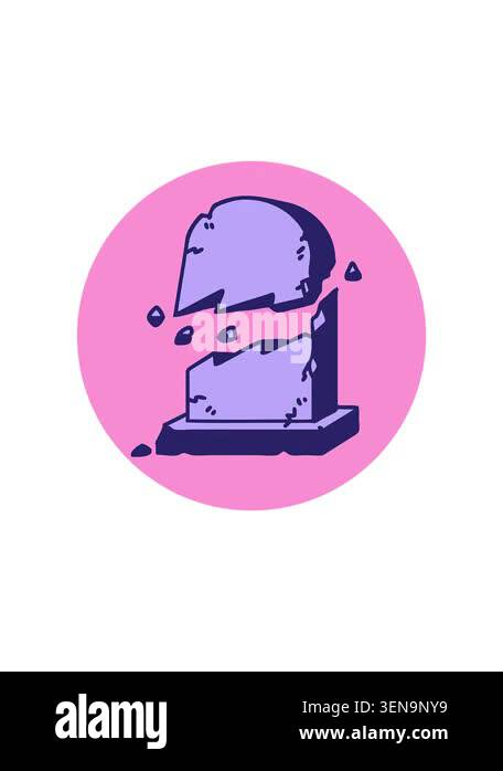 radioactive glowing animation of iconic tattoo style image of a broken ...