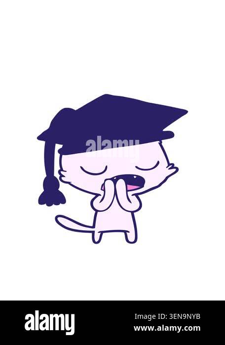 bobbing motion animation of graduate talking cat cartoon Stock Video ...
