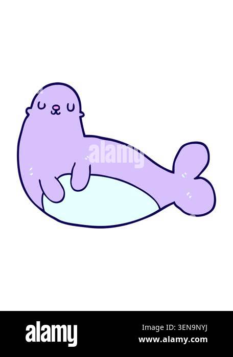 neon light effect animation of cartoon seal drawing Stock Video Footage ...