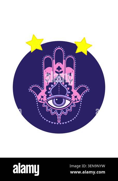 spinning stars animation of iconic tattoo style image of a hamza design ...