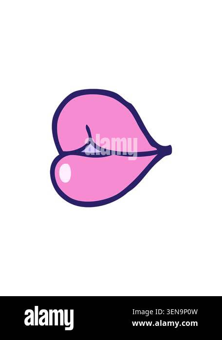 pressure popping animation of cartoon doodle red lips Stock Video ...