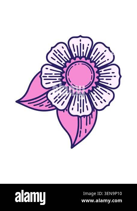 shaking motion animation of drawing of tattoo style decorative flower ...