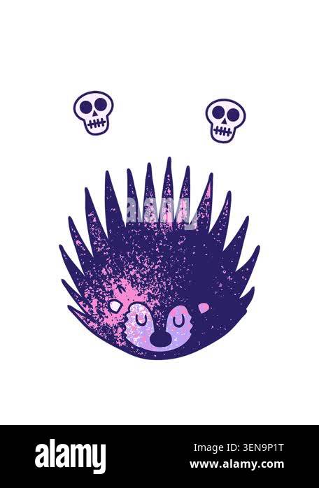 spinning skulls animation of cartoon doodle of a spiky hedgehog Stock ...