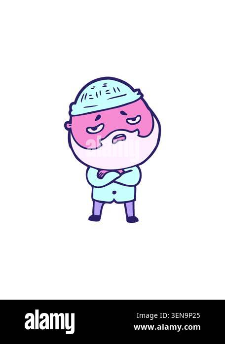 popping motion animation of a cartoon worried man with beard Stock ...