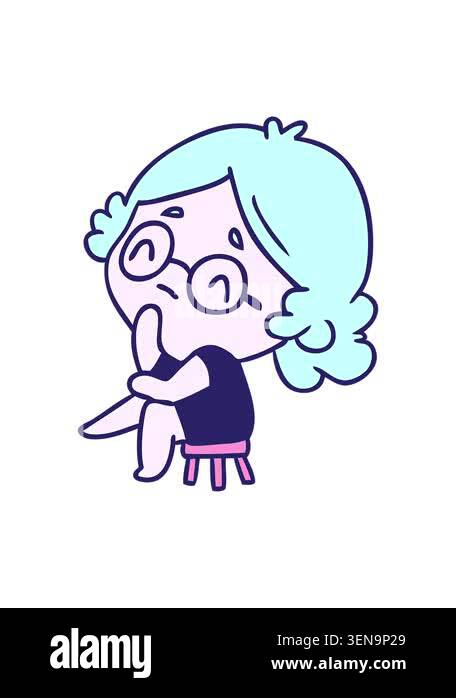 shaking motion animation of cartoon illustration of a cute kawaii lady ...