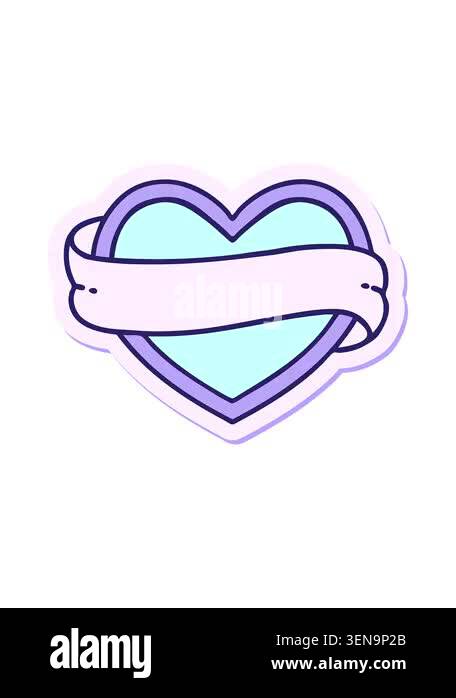 pixelize effect animation of traditional style of a heart and banner ...