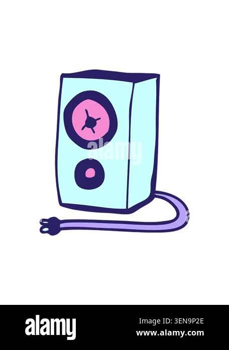 spinning motion animation of cartoon doodle old wood speaker Stock ...