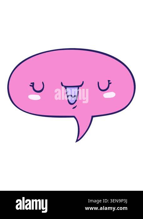 pixelize effect animation of cute happy face cartoon with speech bubble ...