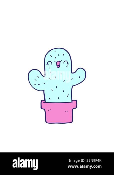 bobbing motion animation of drawing of a cactus Stock Video Footage - Alamy