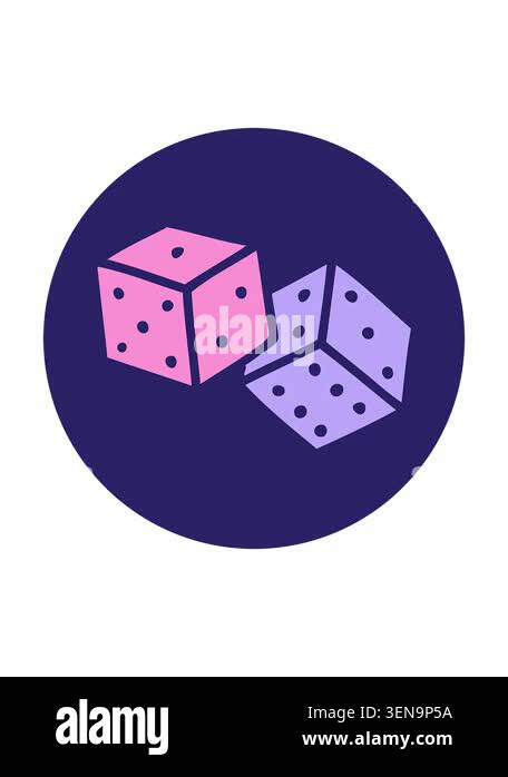 spinning motion animation of iconic tattoo style image of lucky dice ...
