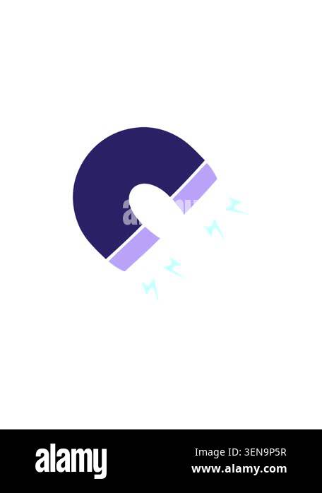 splitting effect animation of flat color retro cartoon of a magnet ...