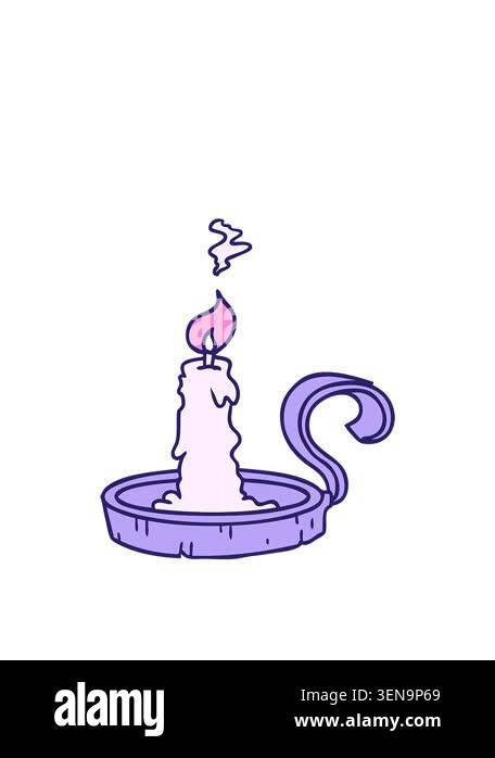 stretching up animation of hand drawn cartoon doodle of a candle holder ...