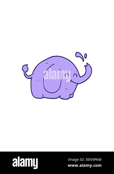 Vertical video showing cute cartoon elephant splashing water with its ...