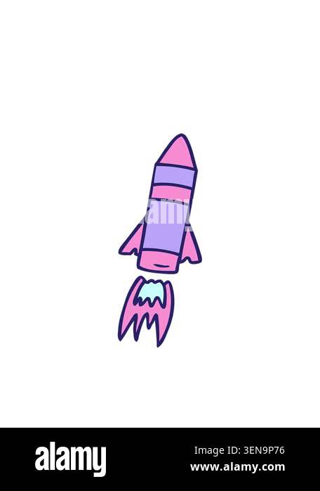 bobbing motion animation of hand drawn cartoon doodle of a space rocket ...