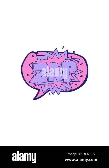 splitting effect animation of happy freehand speech bubble cartoon zap ...