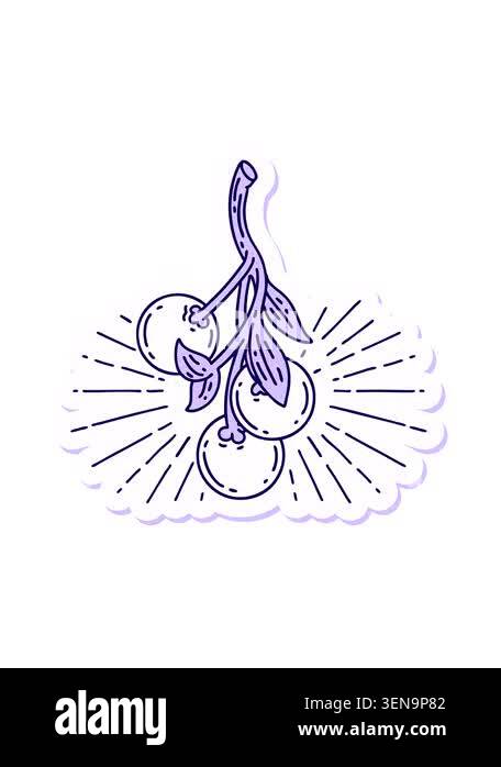 neon light effect animation of sticker of a tattoo style mistletoe ...