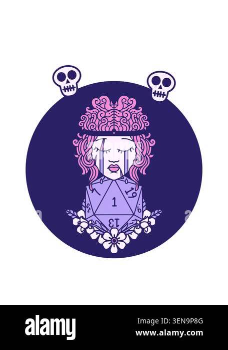 Vertical video showing animated illustration of a crying Medusa-like ...