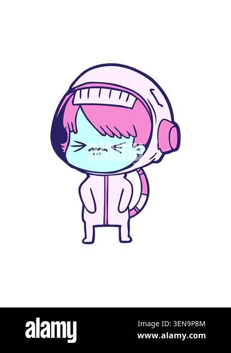 popping motion animation of angry design space girl Stock Video Footage ...
