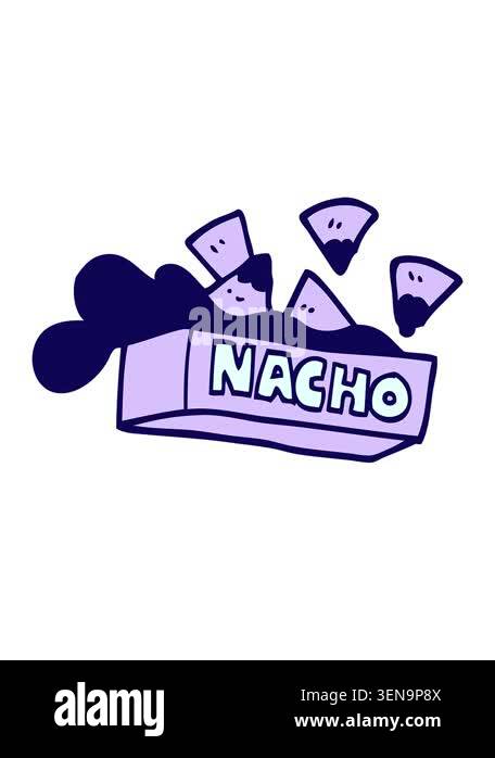 neon light effect animation of hand drawn doodle style cartoon nacho ...