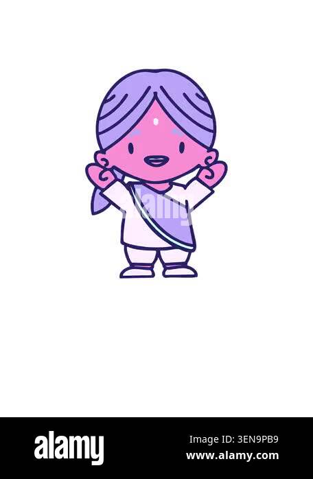 rise and float animation of happy indian woman with raised arms cartoon ...