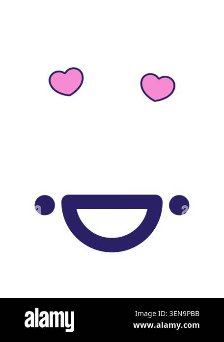 spinning hearts animation of simple cute happy face icon Stock Video ...