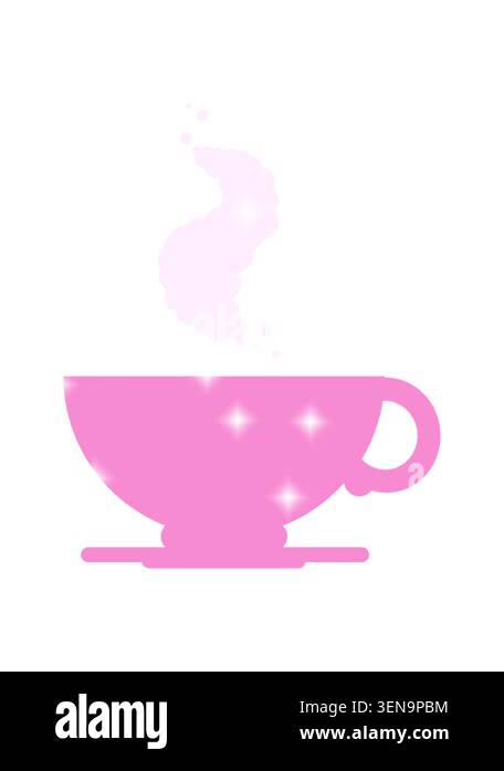 glitter effect animation of a Flat colour illustration of a hot cup of ...